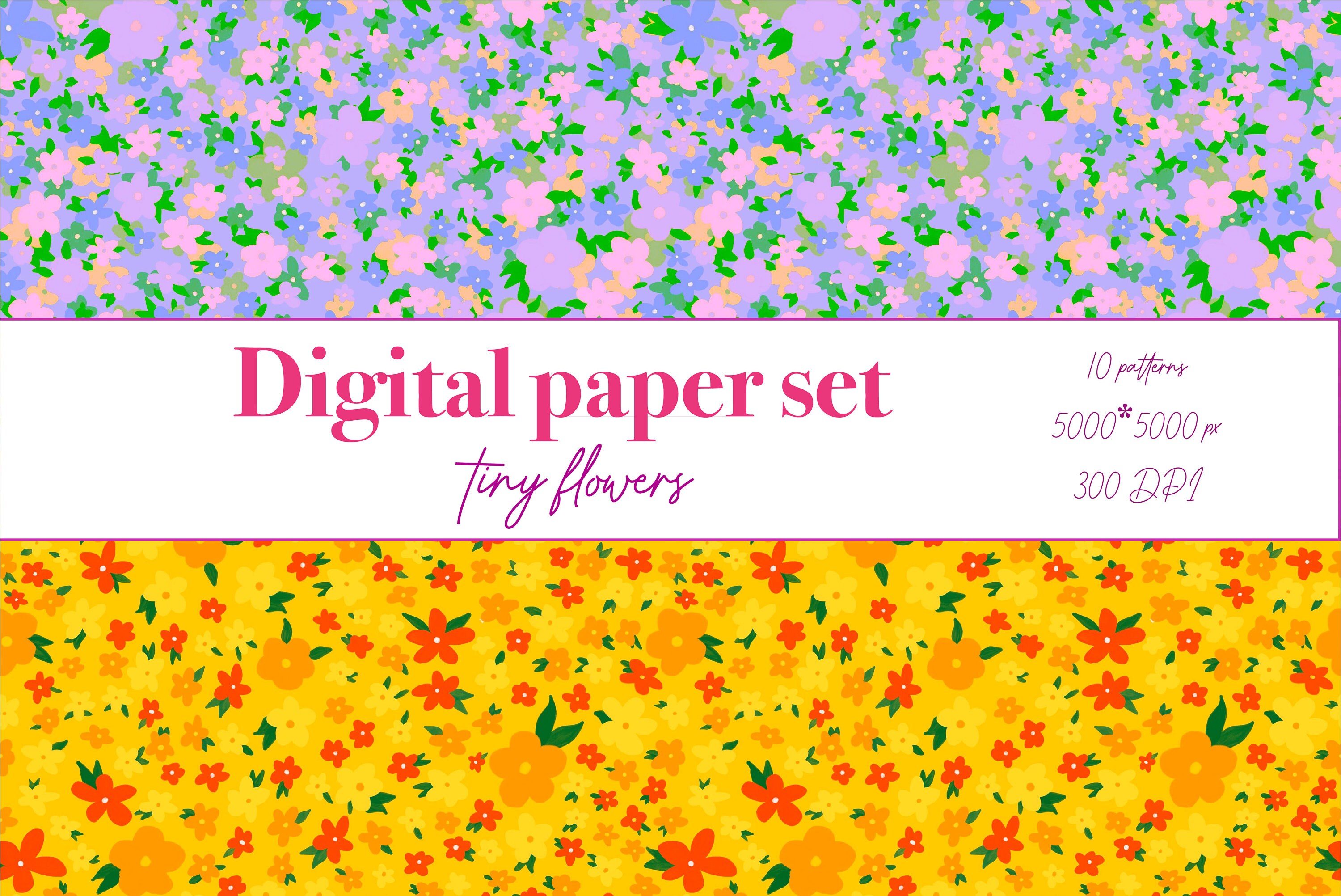Pattern Clipart With Flowers Digital Paper Flowers Seamless Pattern ...
