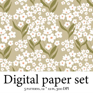Pattern Clipart With Flowers Digital Paper- Flowers Seamless Pattern ...