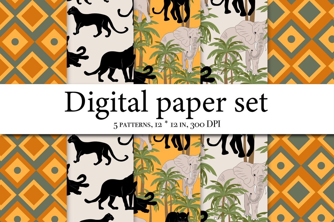 Safari Digital Papers - Panthers Seamless Pattern - Scrapbook Paper ...