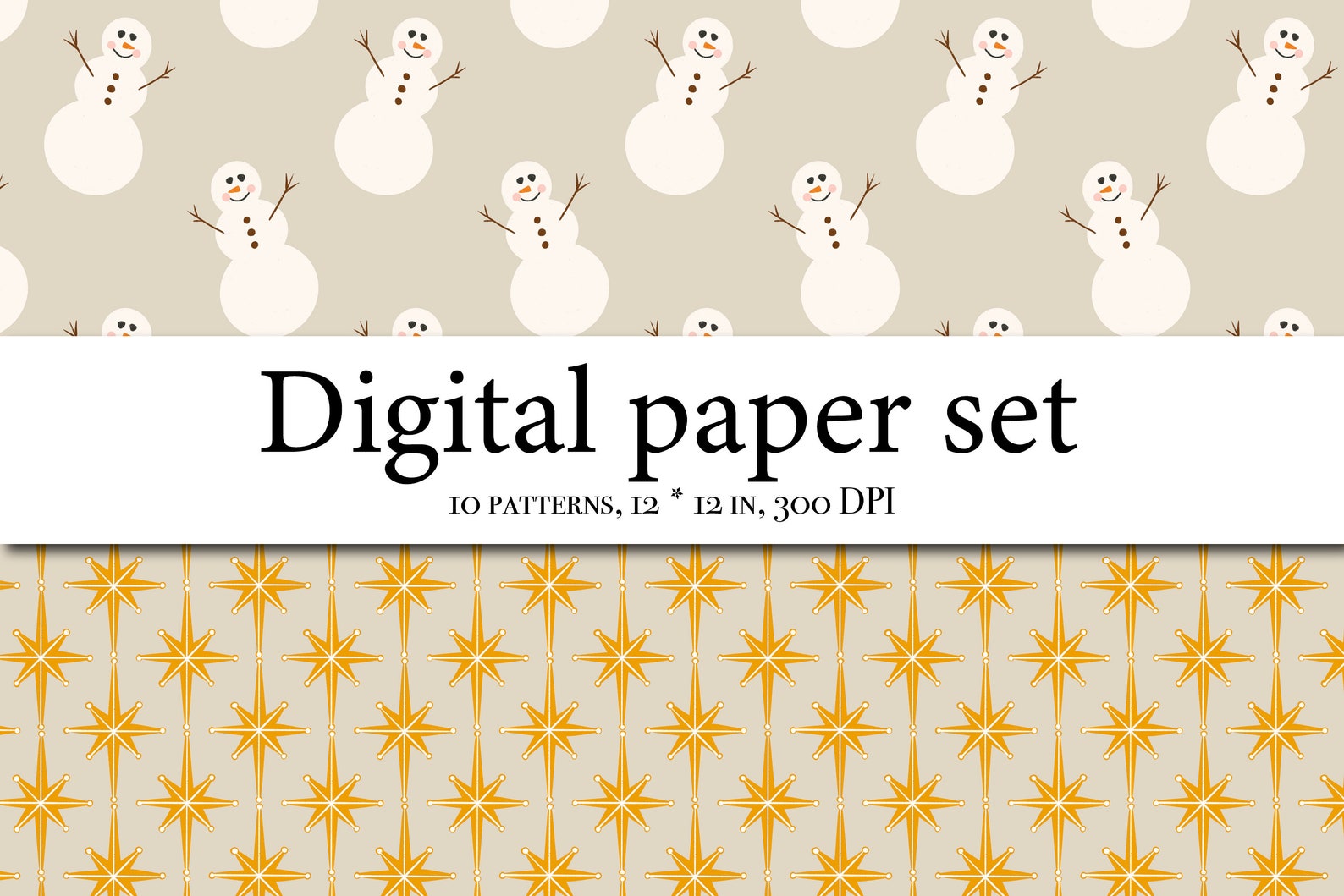 Christmas Digital Paper Set - Christmas Seamless Pattern - Holidays ...