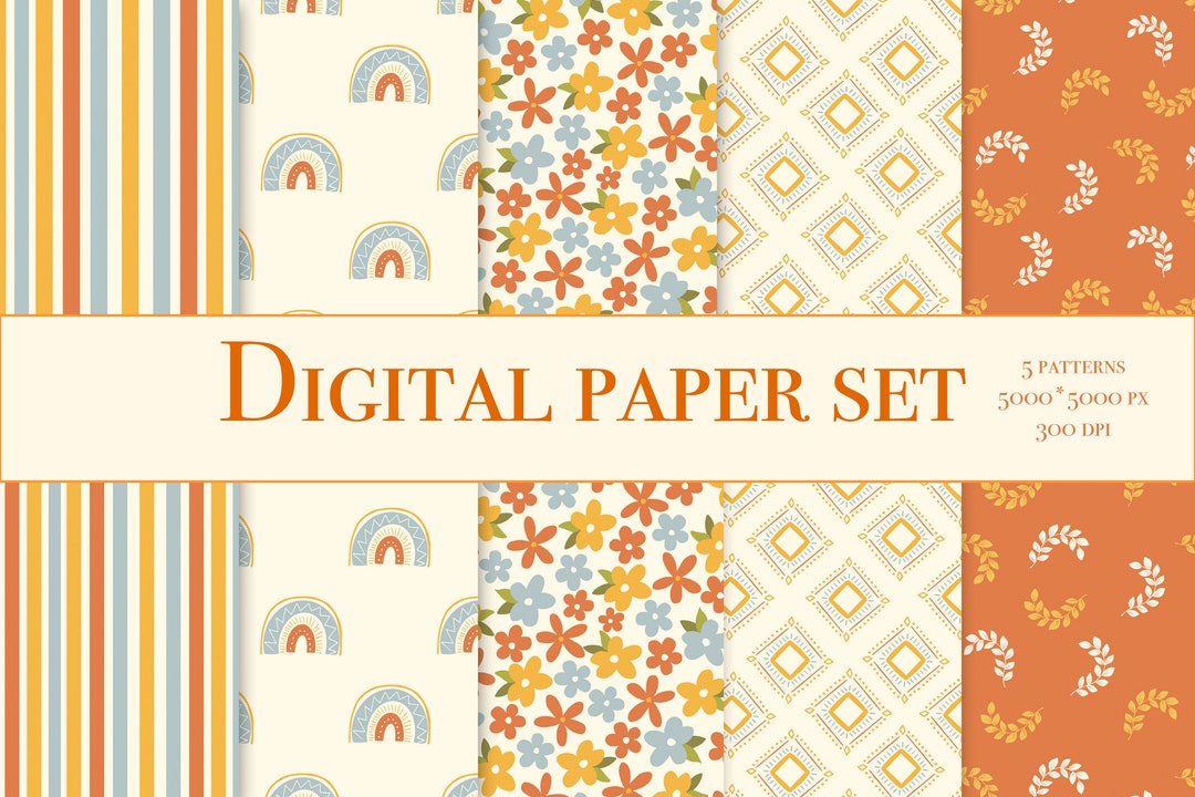 Boho Seamless Digital Papers, Boho Scrapbook Paper, Boho Backgrounds ...