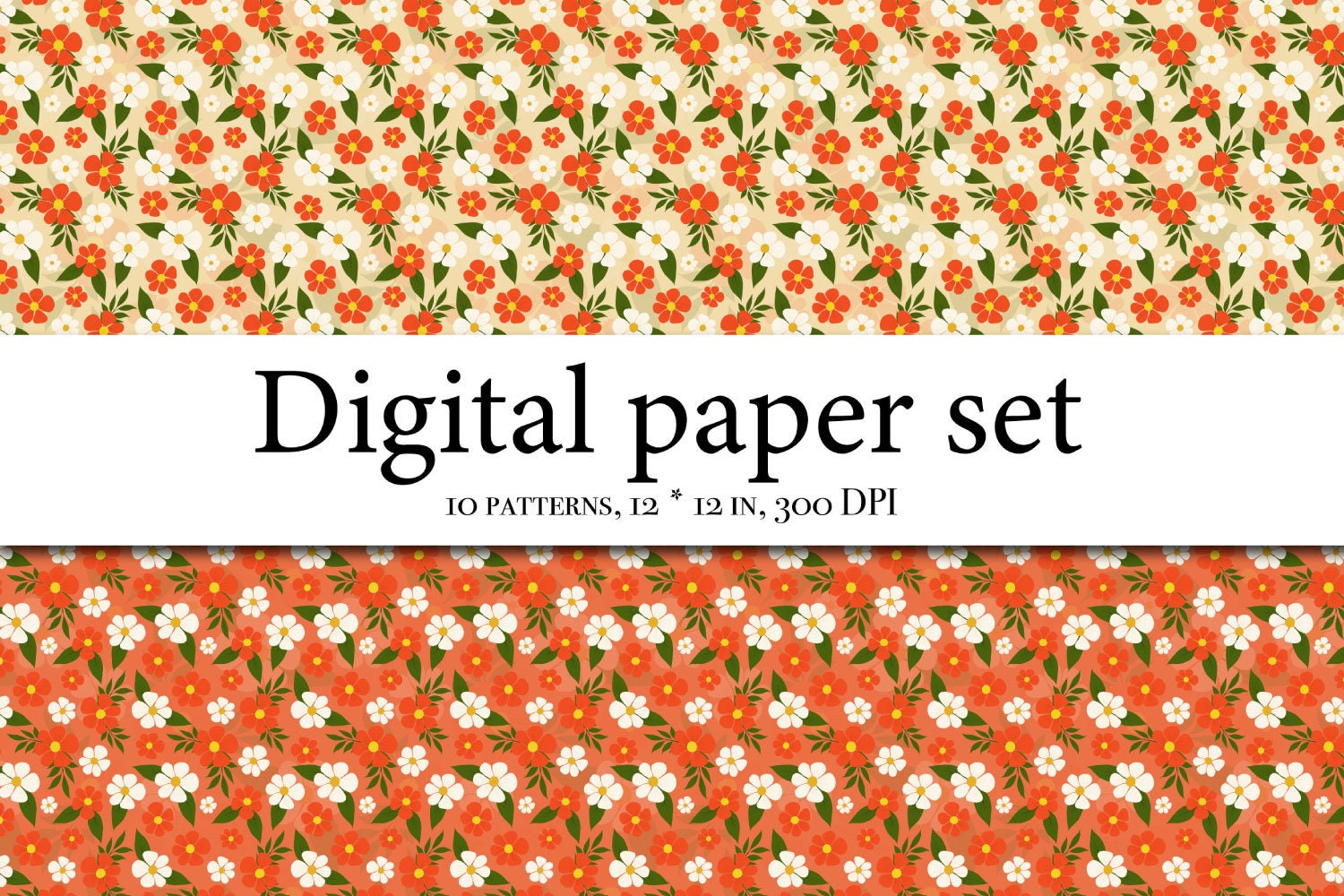 Pattern Clipart With Flowers Digital Paper- Flowers Seamless Pattern ...