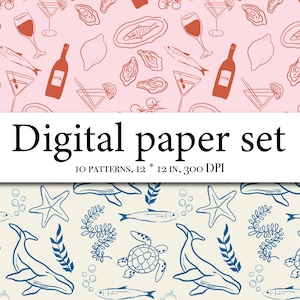 Sea Digital Paper-underwater Ocean - Coastal Digital Paper Set ...