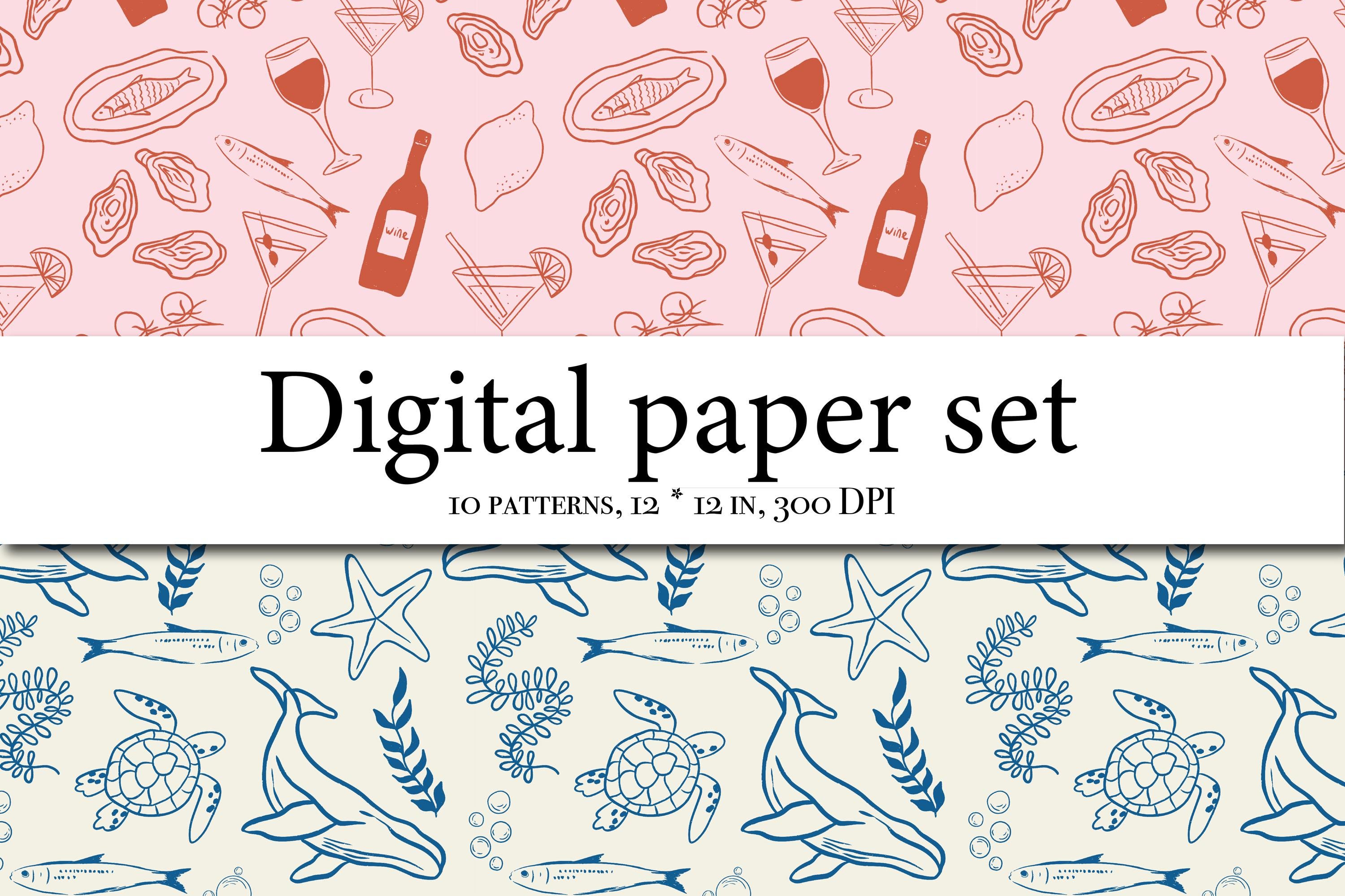 Sea Digital Paper-underwater Ocean - Coastal Digital Paper Set ...