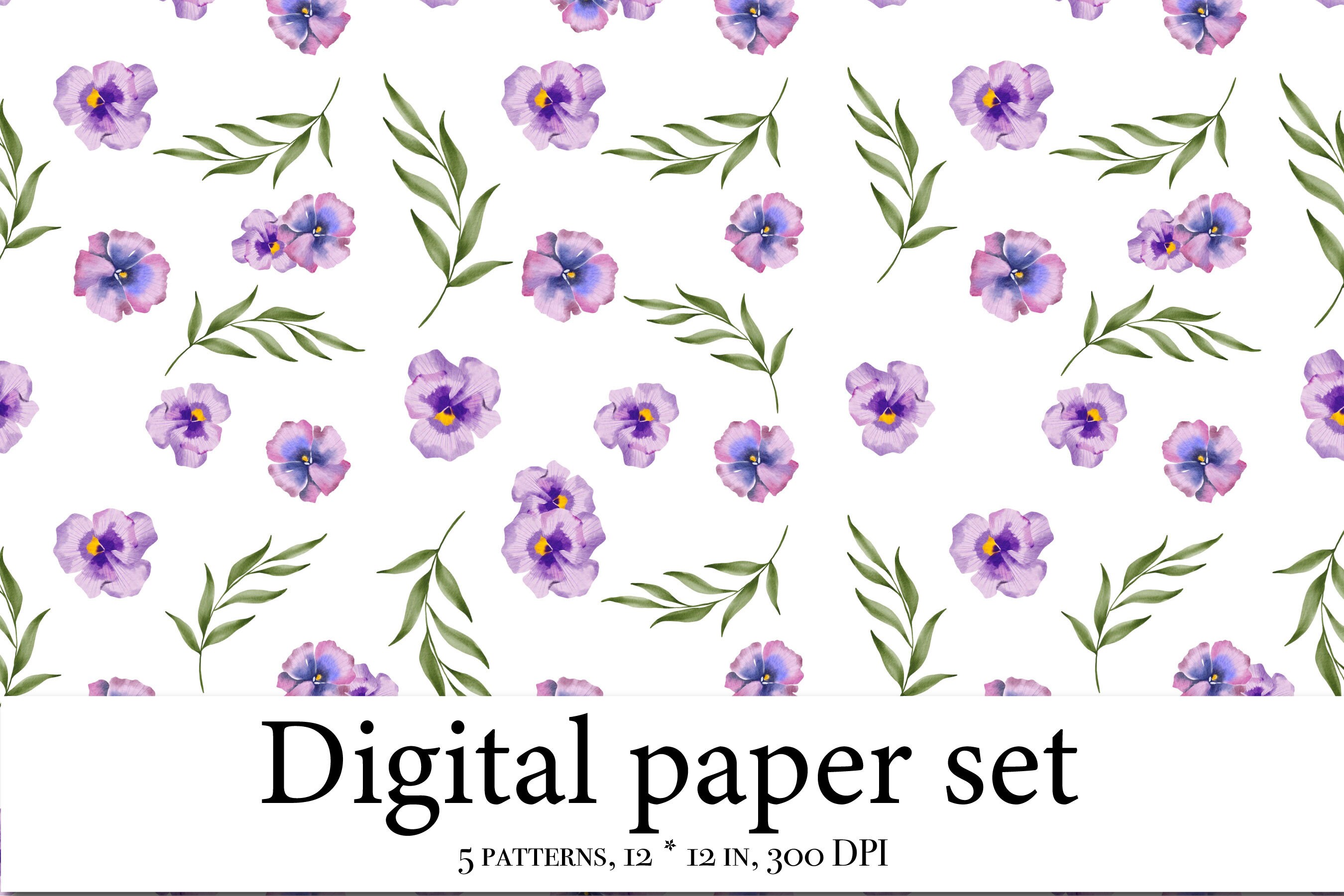 Wildflower Spring Floral Digital Paper, Watercolor Garden Summer ...