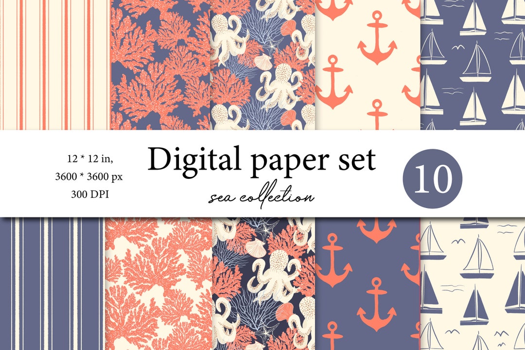 Sea Digital Paper-underwater Ocean - Octopus Digital Paper - Corals ...