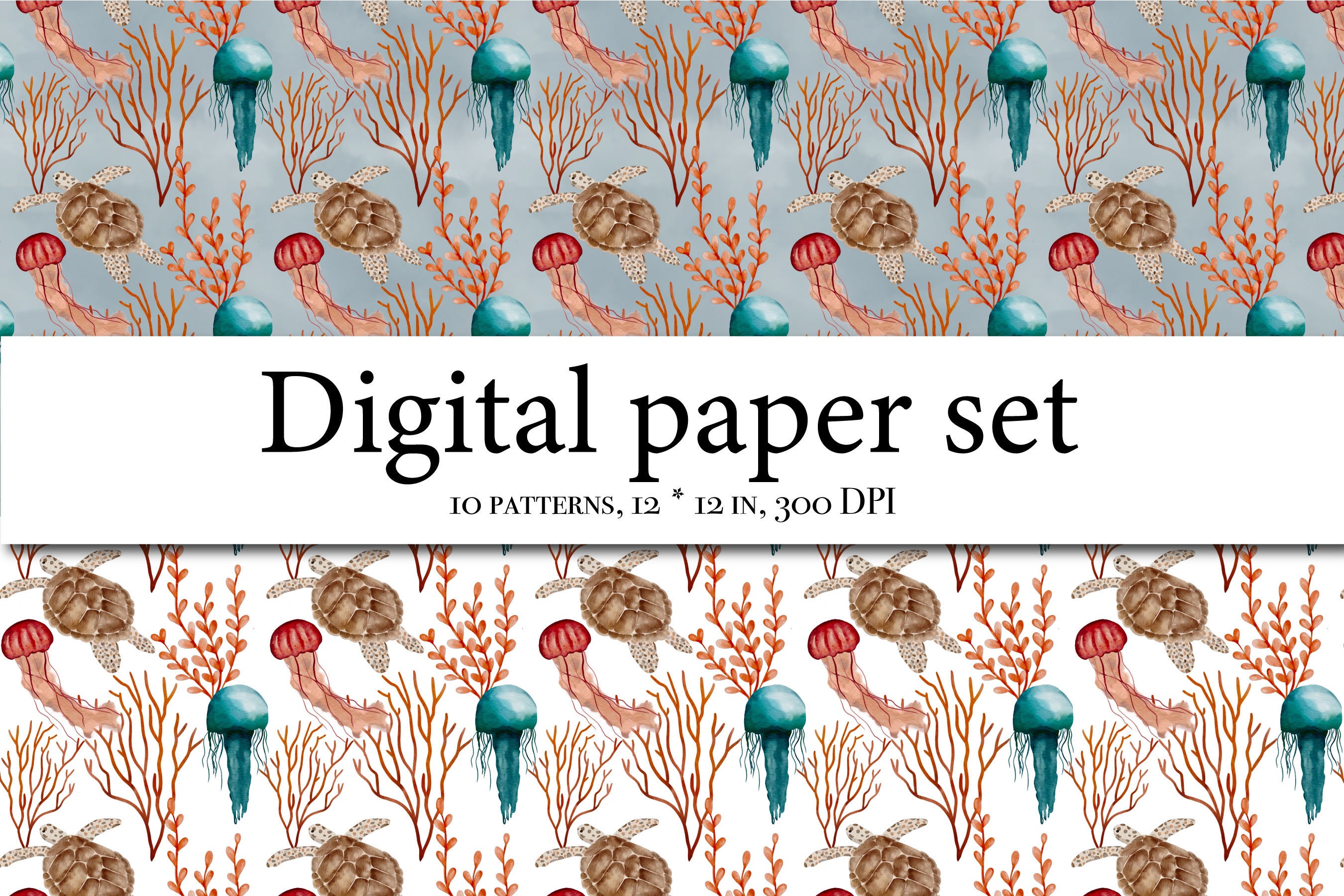 Sea Digital Paper-underwater Ocean - Boat Watercolors - Lighthouse ...