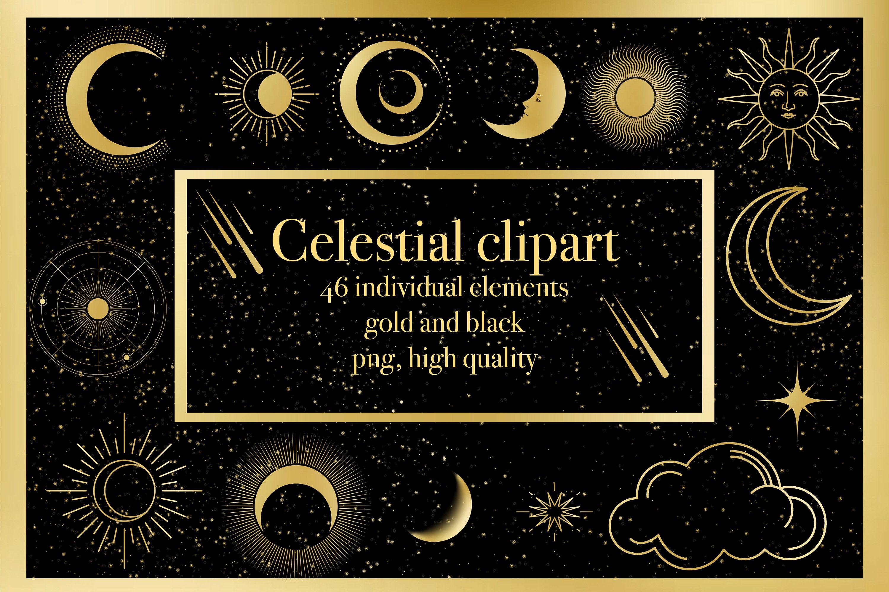 Celestial Clipart Set, Planner Clipart, Tarot PNG Graphics, Mystical ...
