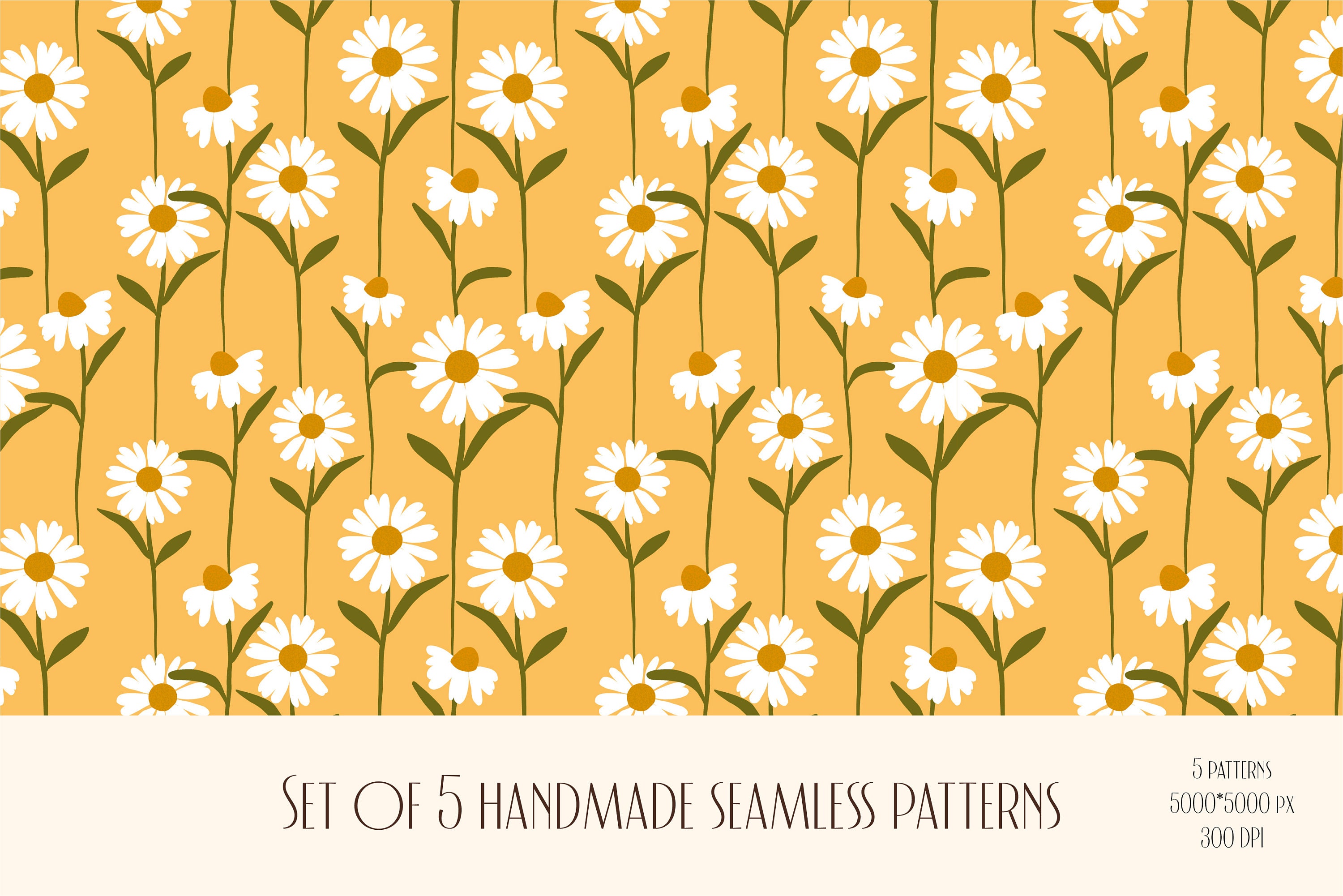 Floral Digital Paper Pack - Flower Seamless Pattern - Daisy Floral ...