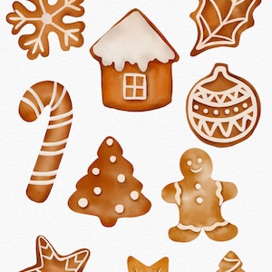 Christmas Watercolor Clipart, Gingerbread Cookies Clipart, Christmas ...