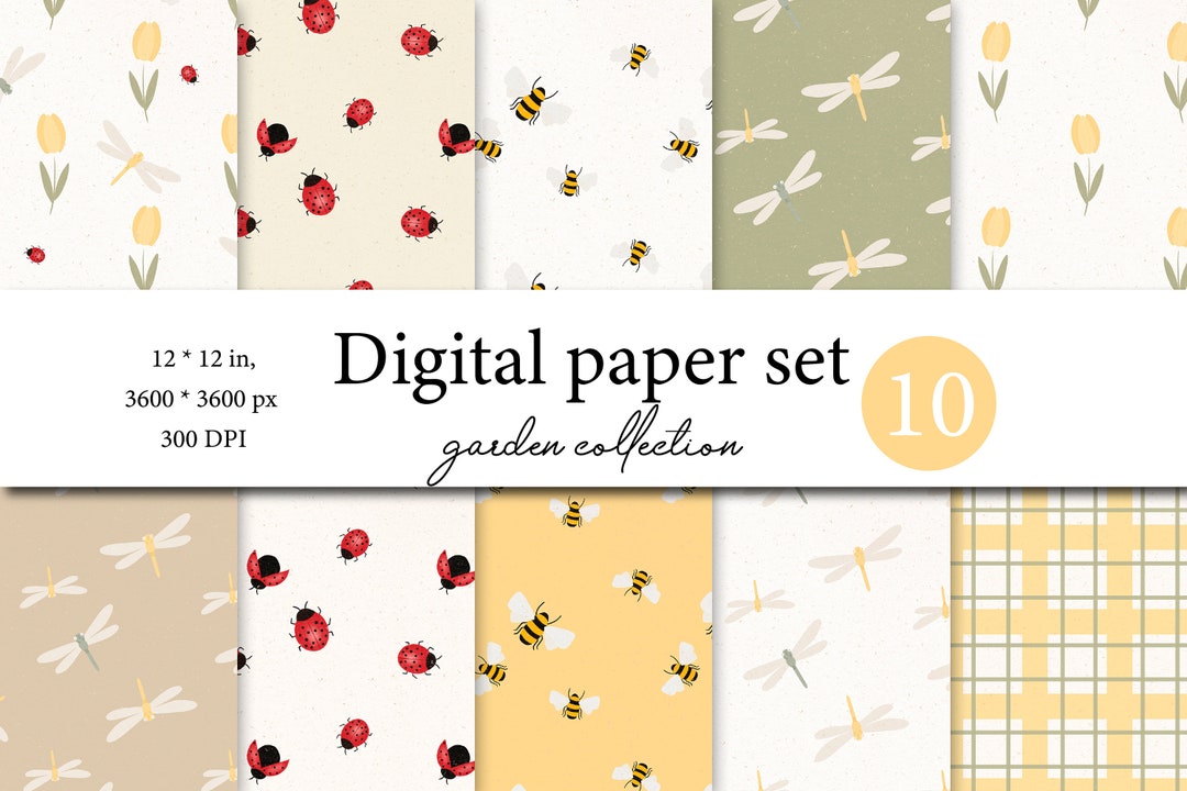Spring Kids Paper, Lady Bug, Wildflower, Simple Seamless Fabric Design ...