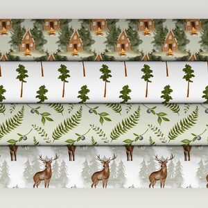 Watercolor Forest Digital Paper Set - Forest Landscape Paper - Seamless ...