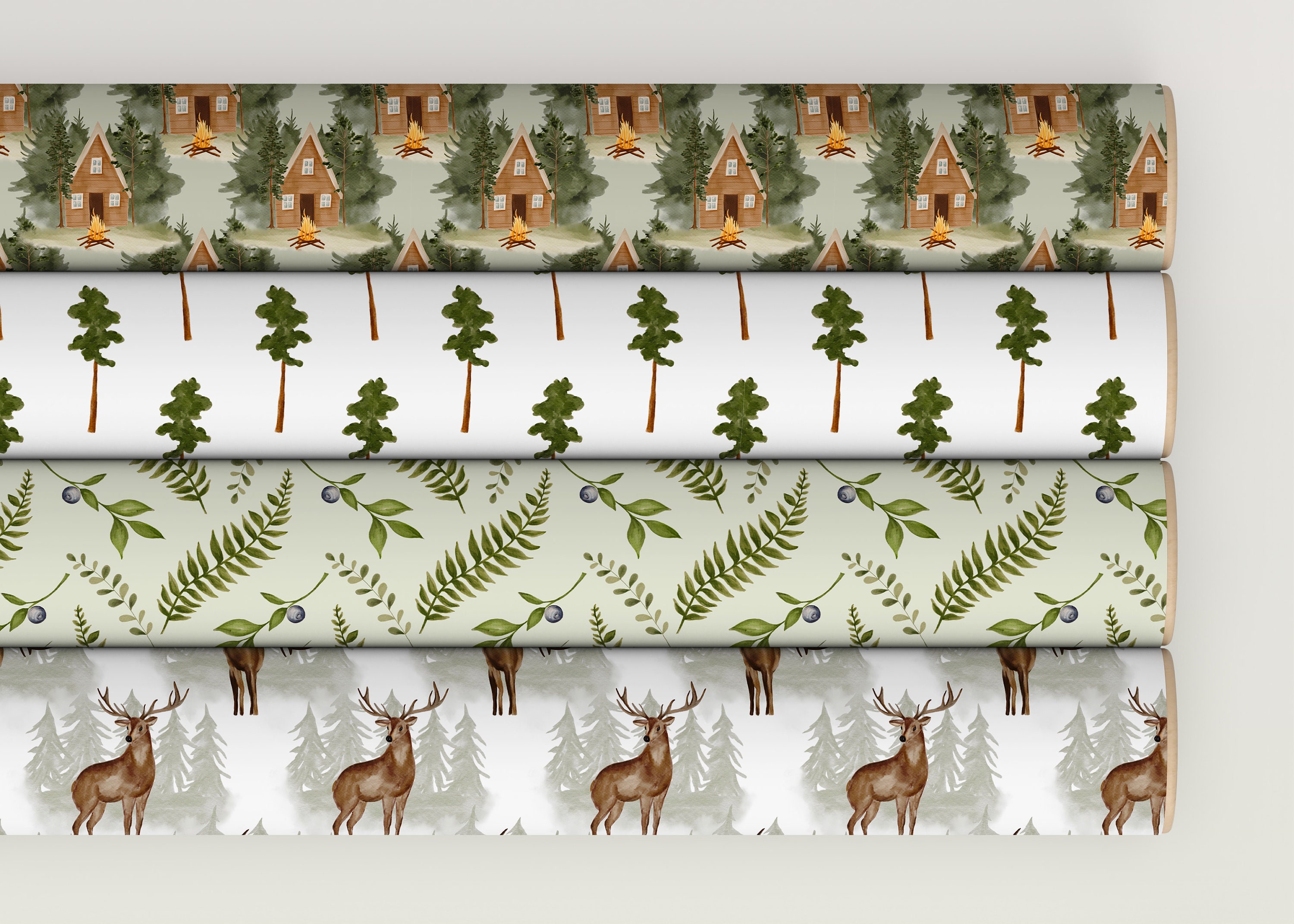 Watercolor Forest Digital Paper Set Forest Landscape Paper Seamless ...