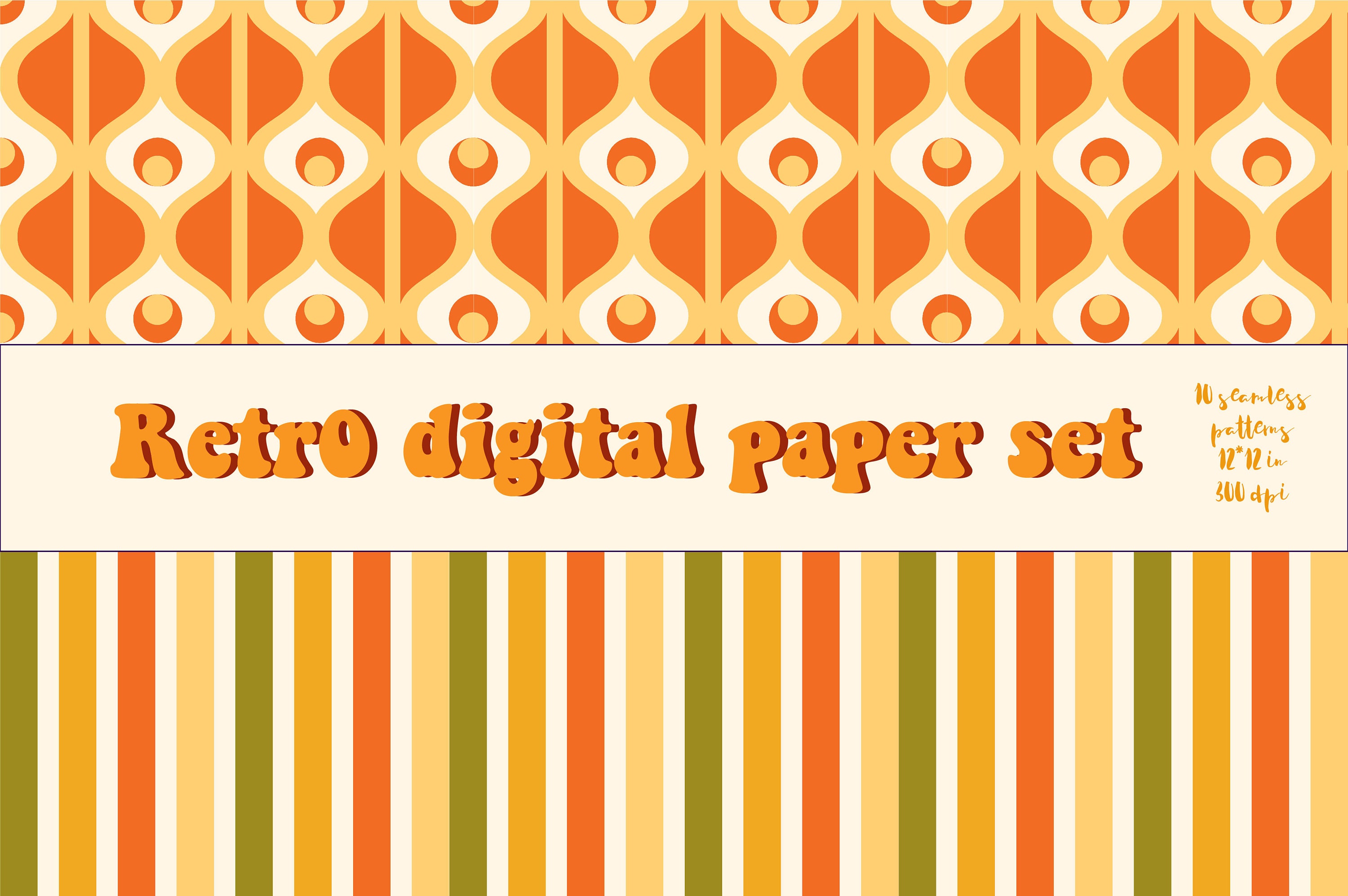 Pattern Clipart With Retro Digital Paper 70s Retro Background Digital ...