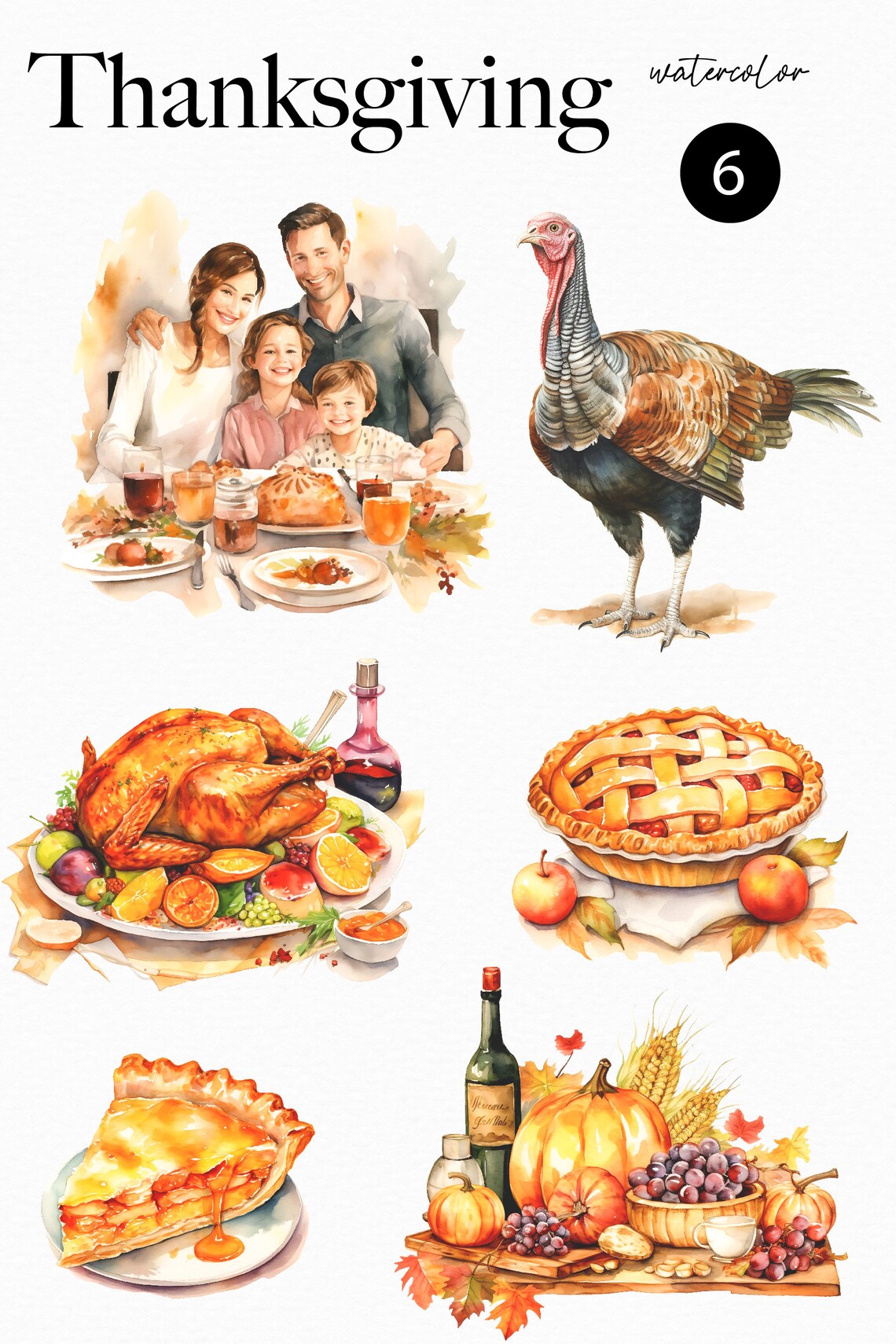 Watercolor Thanksgiving Clipart Watercolor Autumn Clipart - Etsy