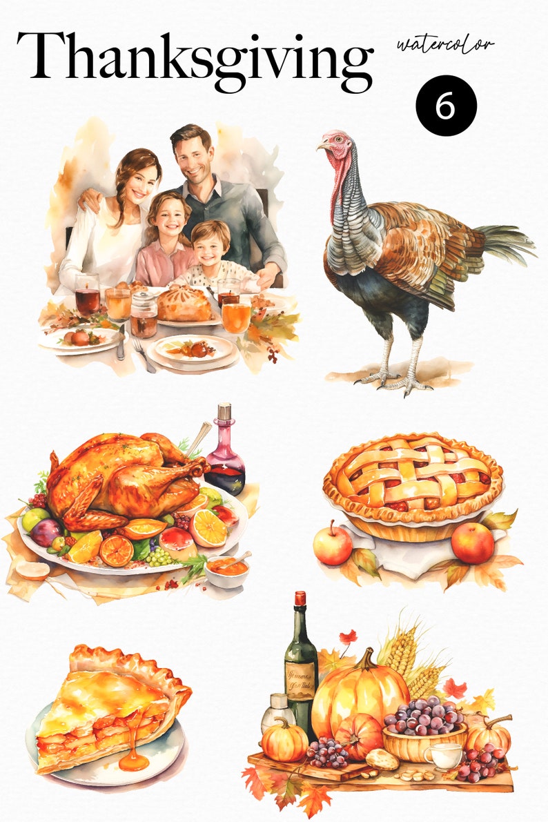 Watercolor Thanksgiving Clipart - Watercolor Autumn Clipart Png ...