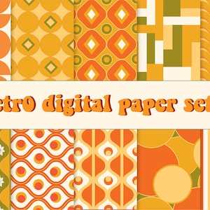 Pattern Clipart With Retro Digital Paper - 70s Retro Background Digital ...