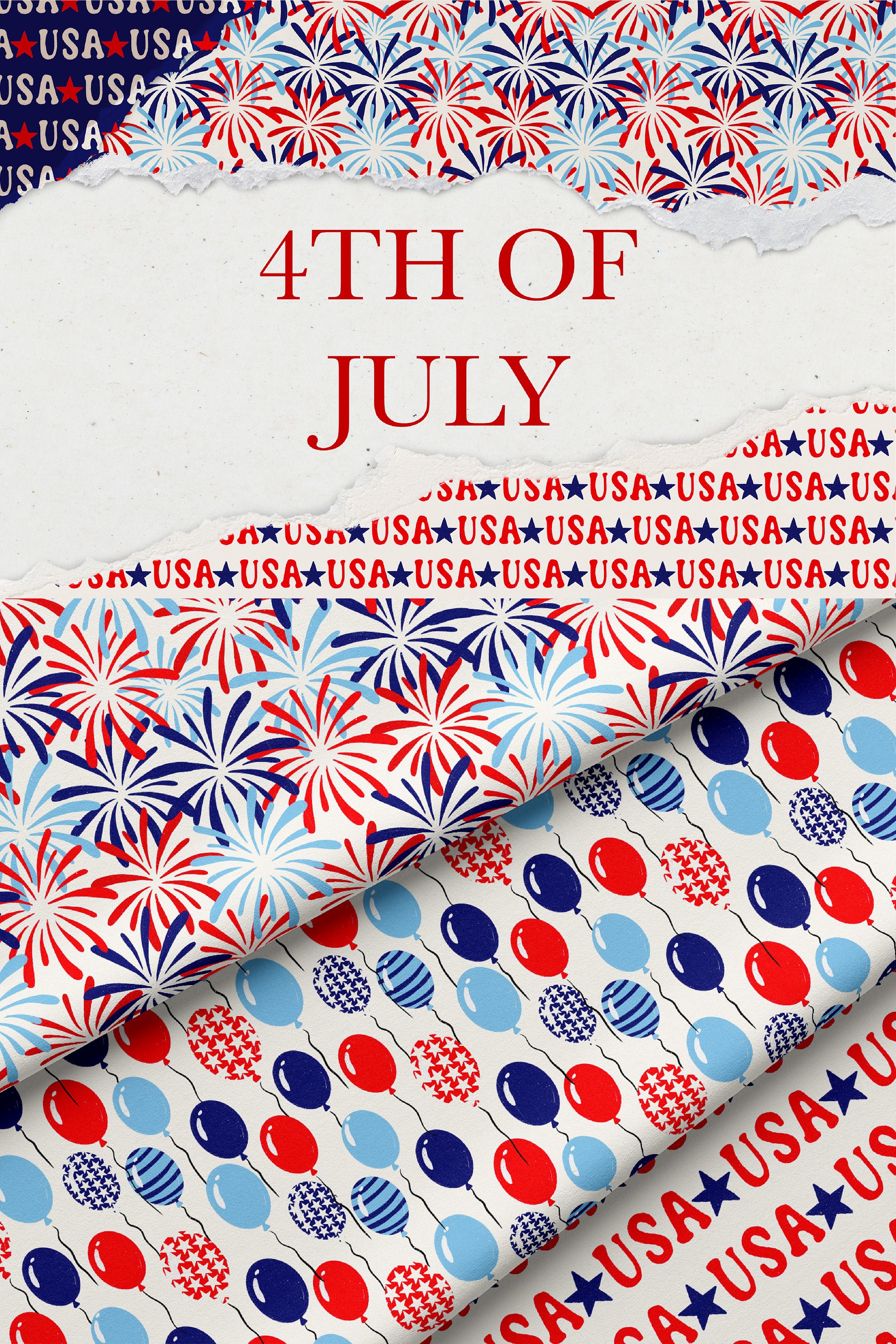 4th of July Digital Paper Pack- Independence Day Patterns- USA Flag ...