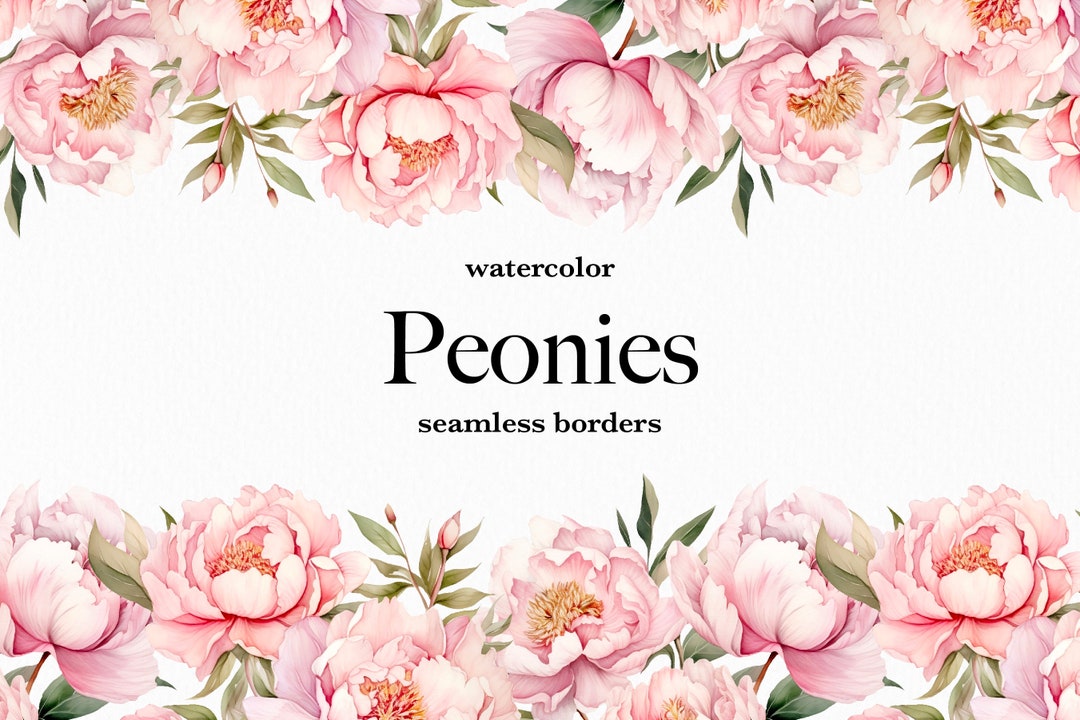 Watercolor Peony Floral Clipart - Wreath White Peony Flowers Png ...