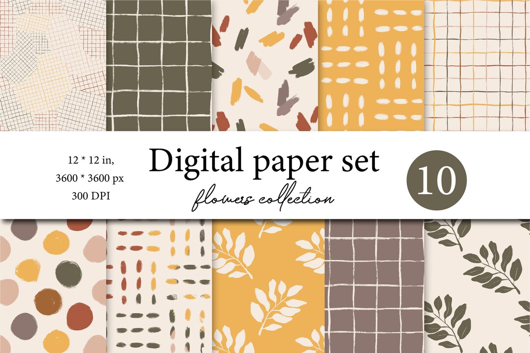 Abstract Digital Paper, Modern Brush Strokes Paper Pack, Trendy ...