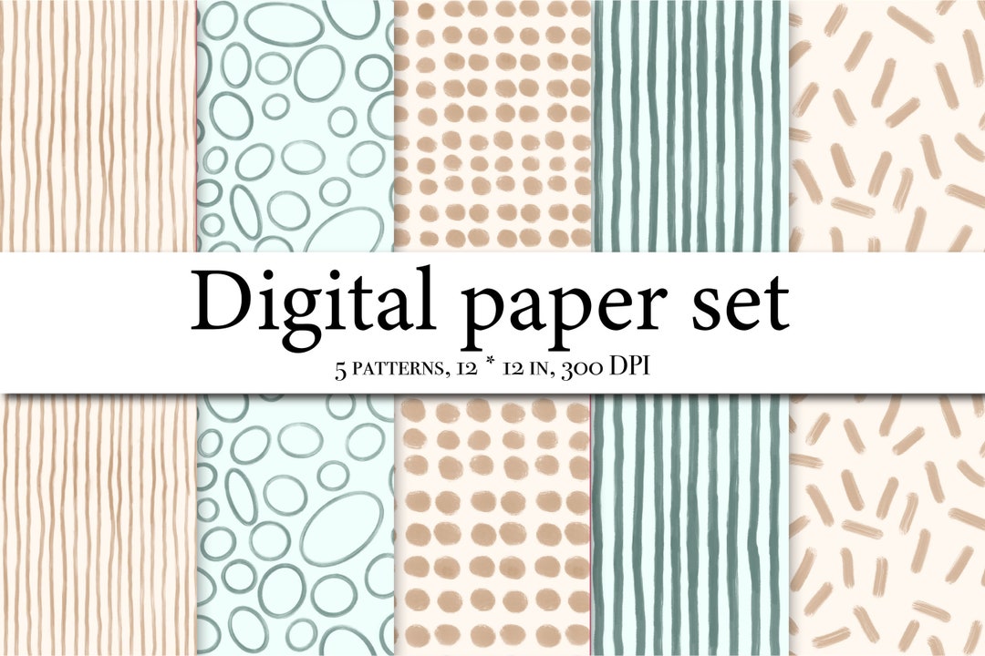 Abstract Digital Paper -modern Brush Strokes Paper Pack - Trendy ...