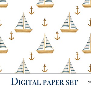 Sea Digital Paper-underwater Ocean - Boat Watercolors - Lighthouse ...