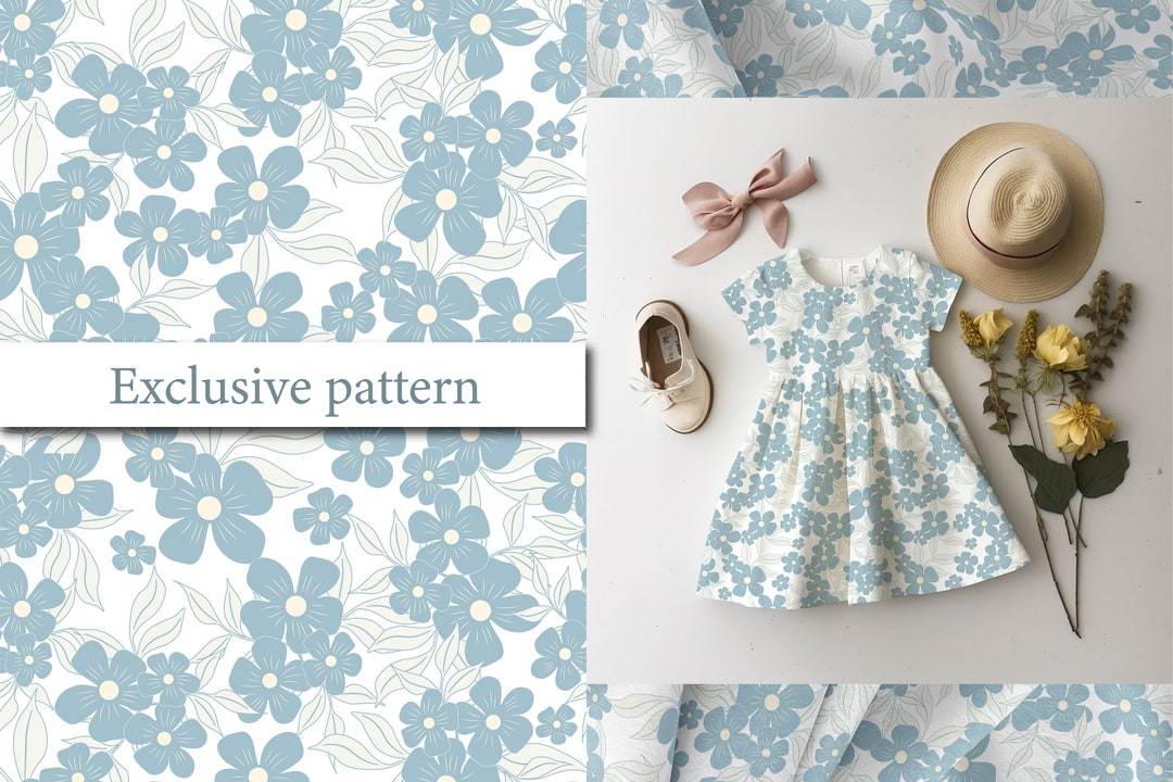 Digital Paper Blue Floral Digital Papers Seamless Background - Etsy ...