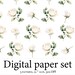 Watercolor Digital Paper Pack, White Roses Scrapbook, Roses Seamless ...