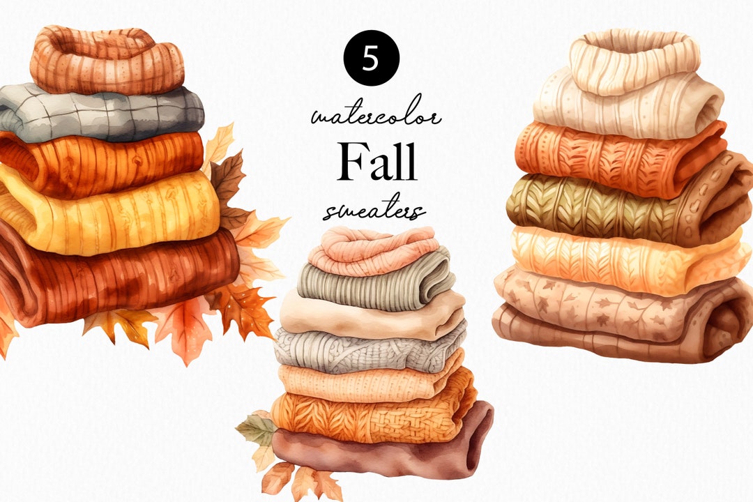 Watercolor Fall Clipart - Fall Sweaters - Watercolor Autumn Clipart Png ...