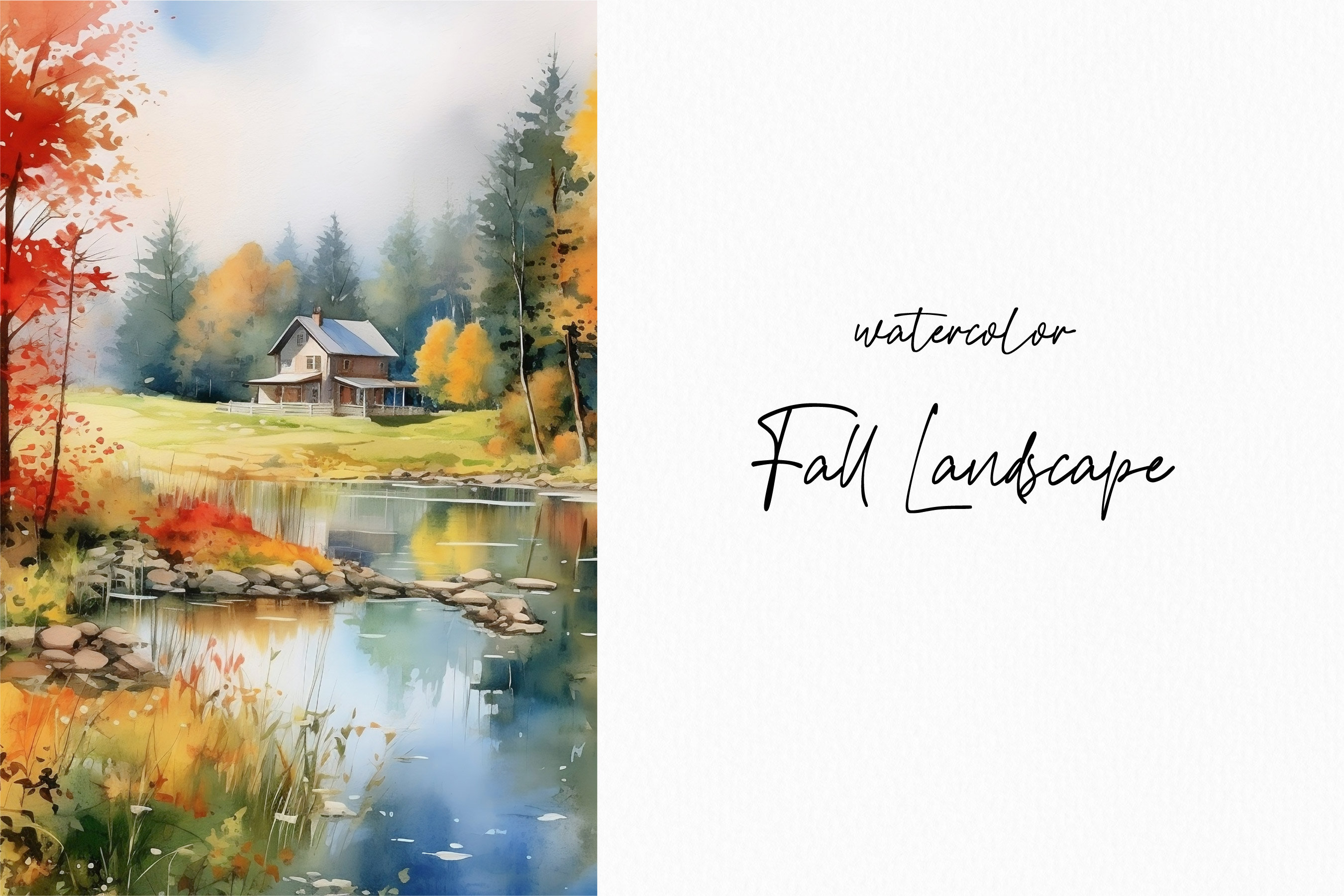 Watercolor Fall Clipart Watercolor Autumn Nature Scenery - Etsy