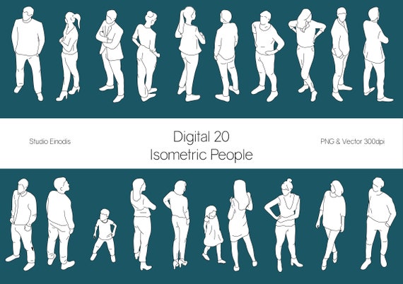 Isometric People. Flat Vector People Silhouette Digital File - Etsy