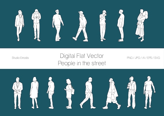 Flat Vector People Figures. Digital Files of 15 Characters in - Etsy