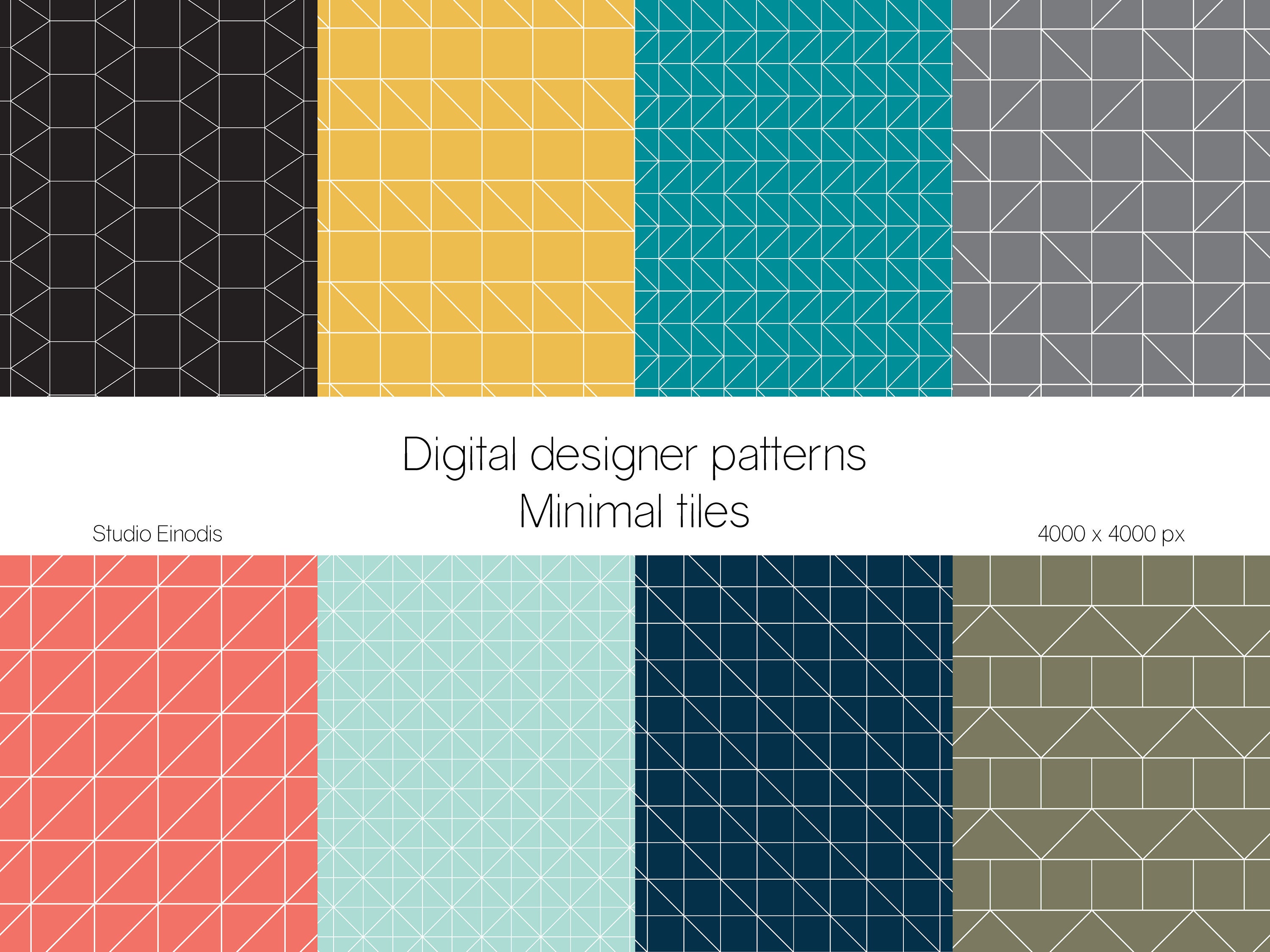 Minimal Tiles Pattern Bundle- Colored Seamless Texture- Paper Design ...