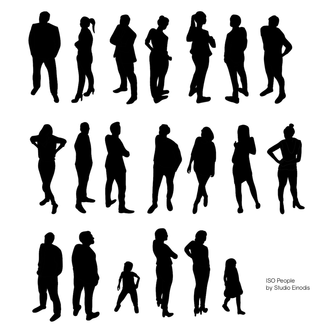 Isometric People. Flat Vector People Silhouette, Digital File of 20 ... Isometric People. Flat Vector People Silhouette, Digital File of 20 ...