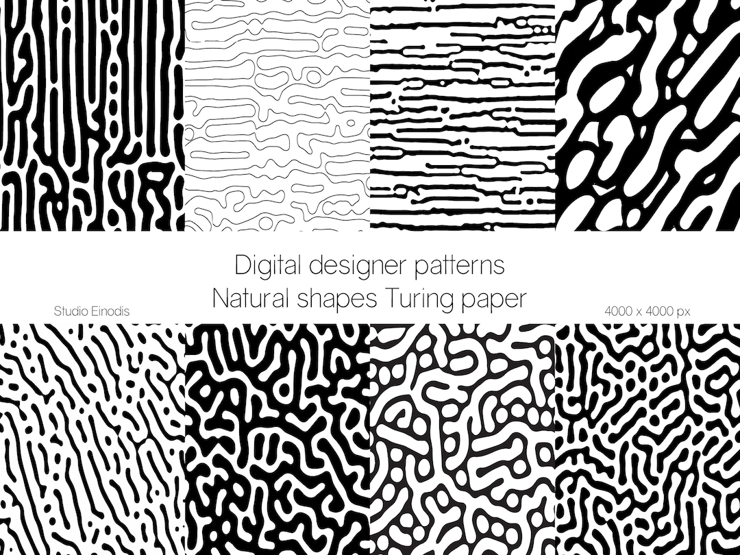 Natural Shapes Turing Paper Pattern Bundle- Black and White Vector and ...