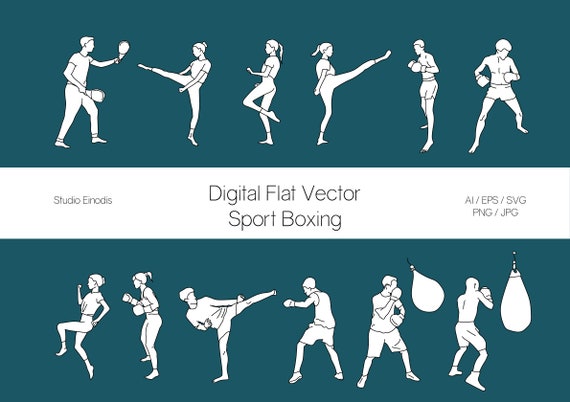 Vector Line Art Boxing People Figures. Digital Files of 12 - Etsy
