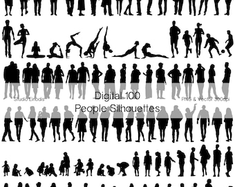 Isometric People. Flat Vector People Silhouette, Digital File of 20 ...