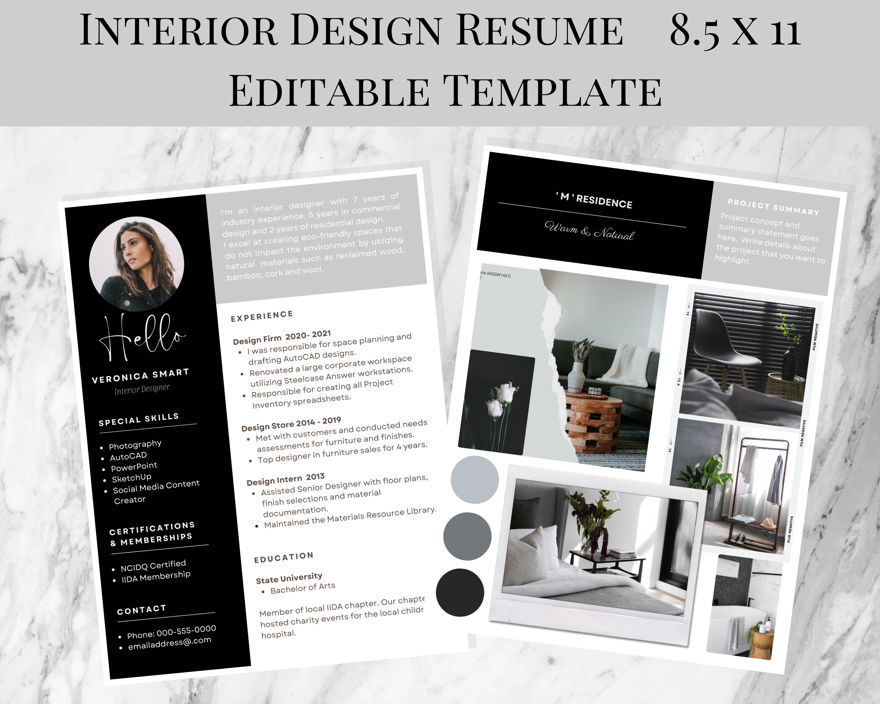 Editable Interior Design Resume & Portfolio Collage Template - Etsy