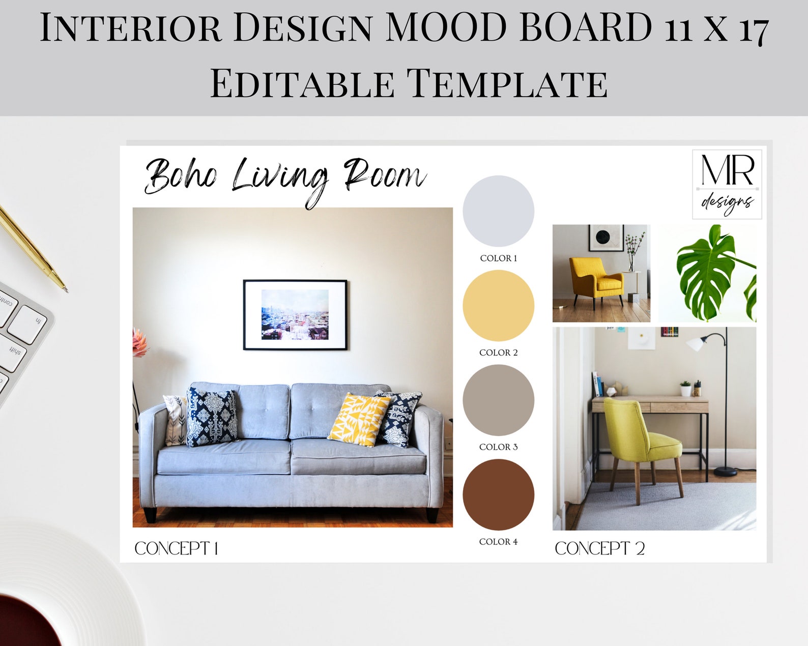Editable Interior Design Mood Board Template Interior - Etsy