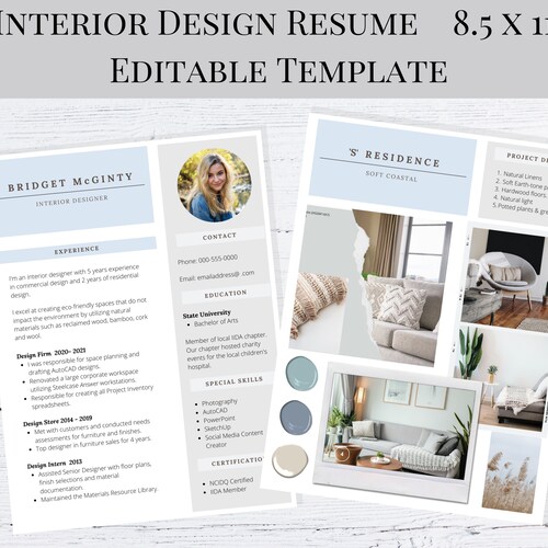 Interior Designer Resume Template Interior Design Portfolio - Etsy