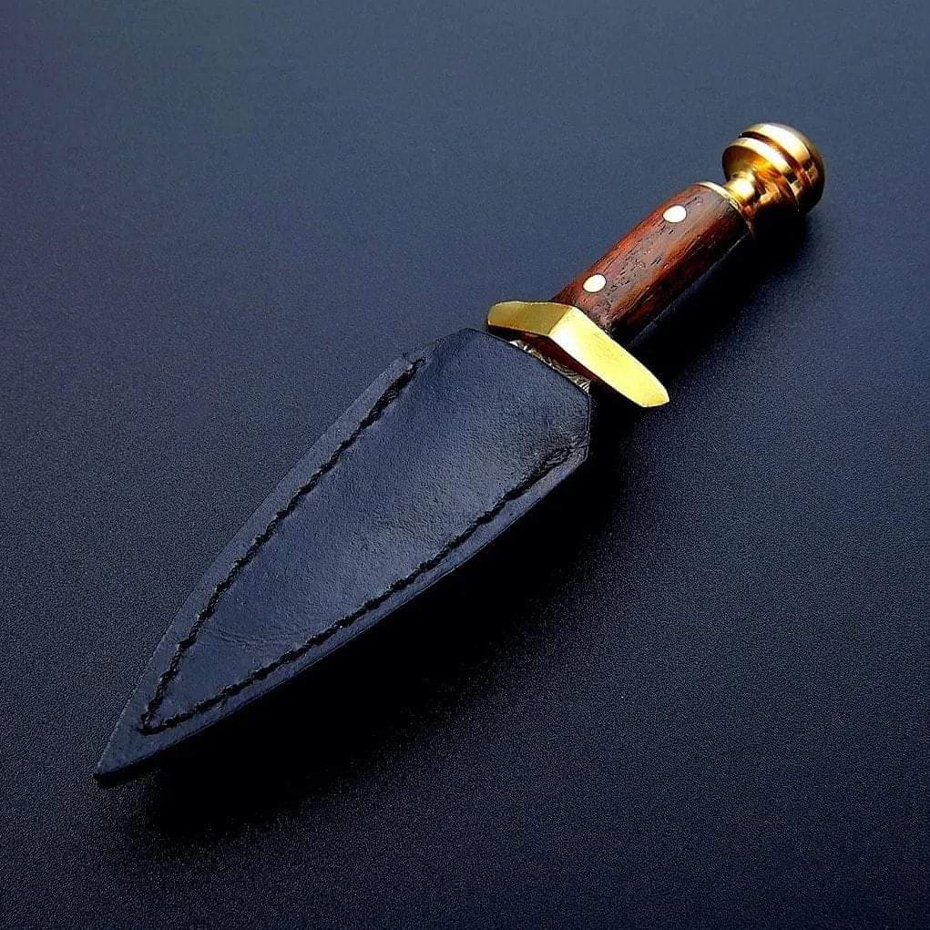 Scottish Dagger damascus Steel Double Edged 8'' Long 4'' Blade Rosewood ...