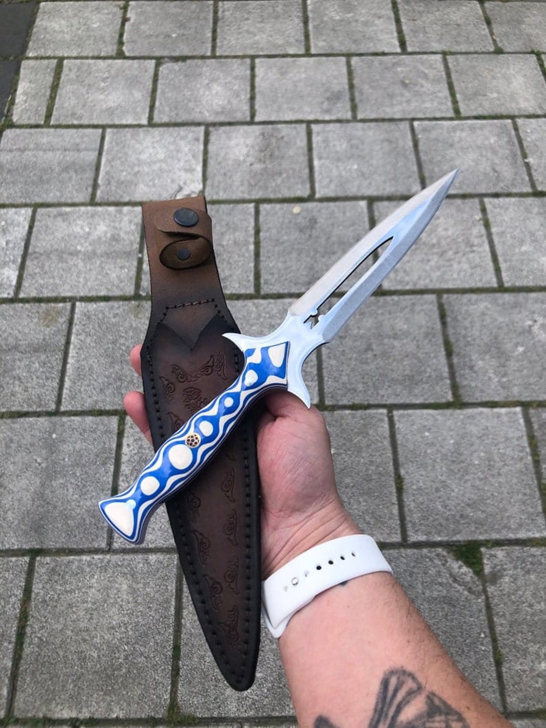 Double Edged Custom Dagger Steel Handcrafted With Leather Sheath/gift ...