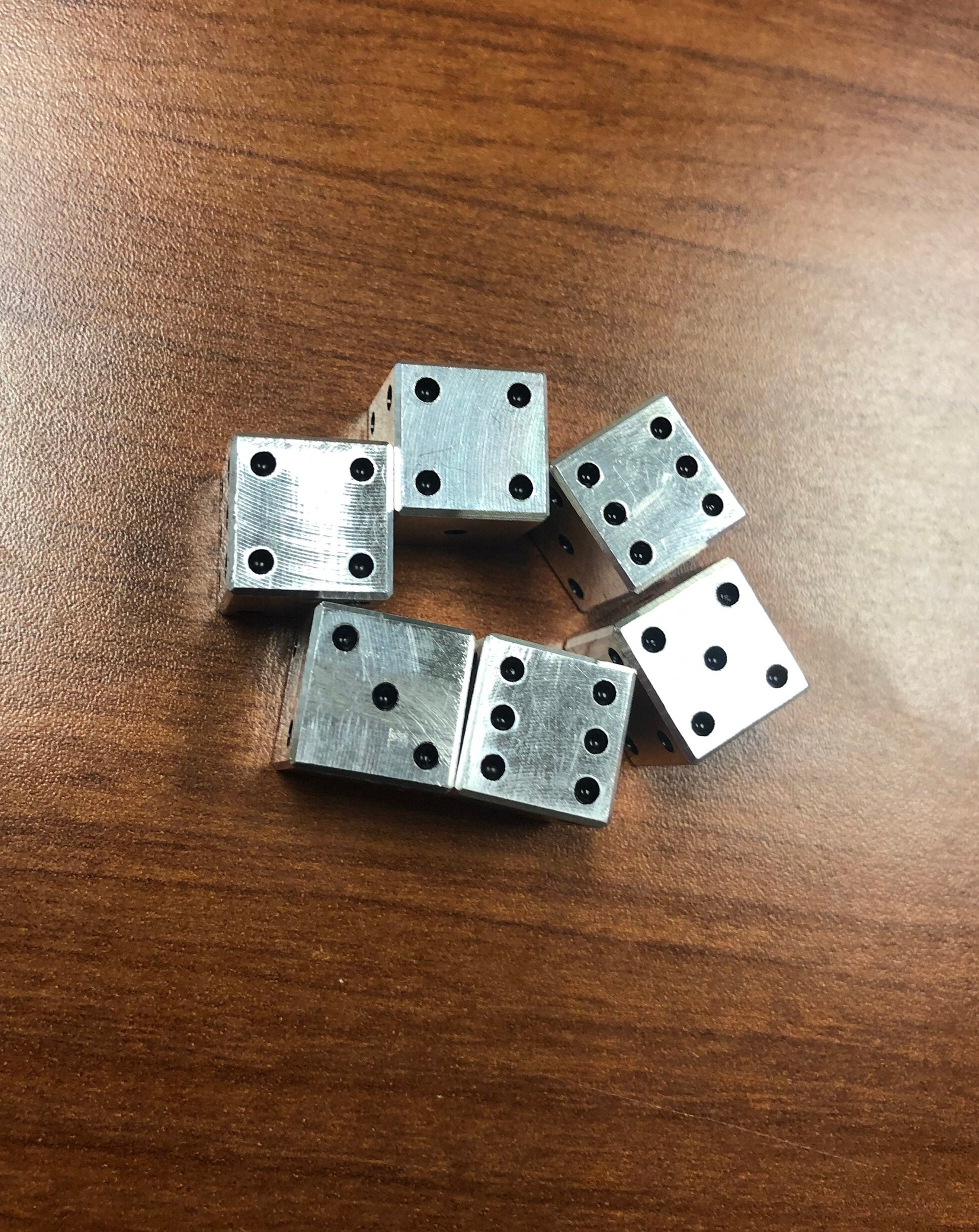CNC Machined Aluminum Dice Set: Black Painted Dots, USA Made - Etsy