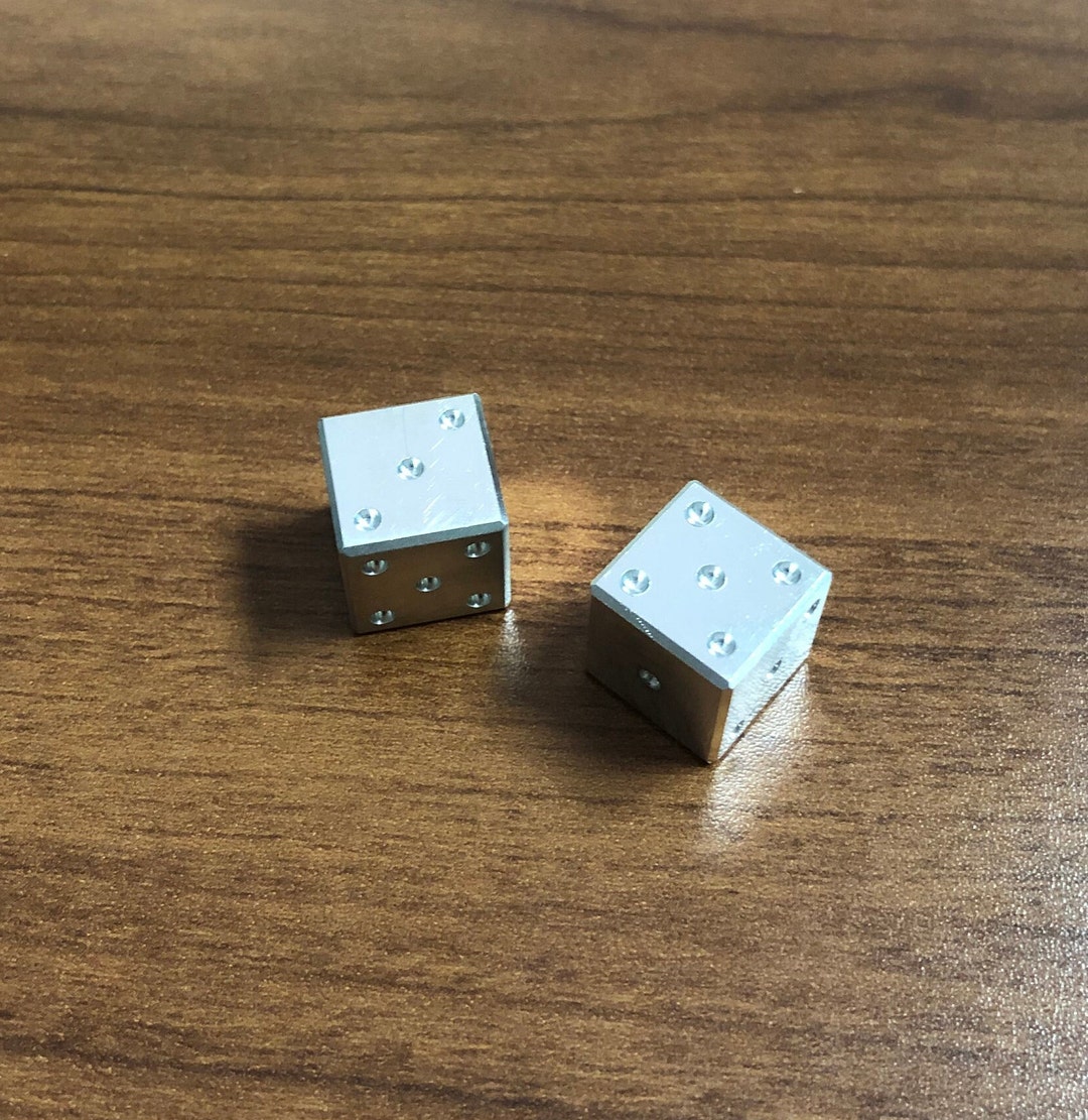 2 CNC Machined Aluminum Dice. Made in the USA. Set of 2. Six-sided 1/2 ...