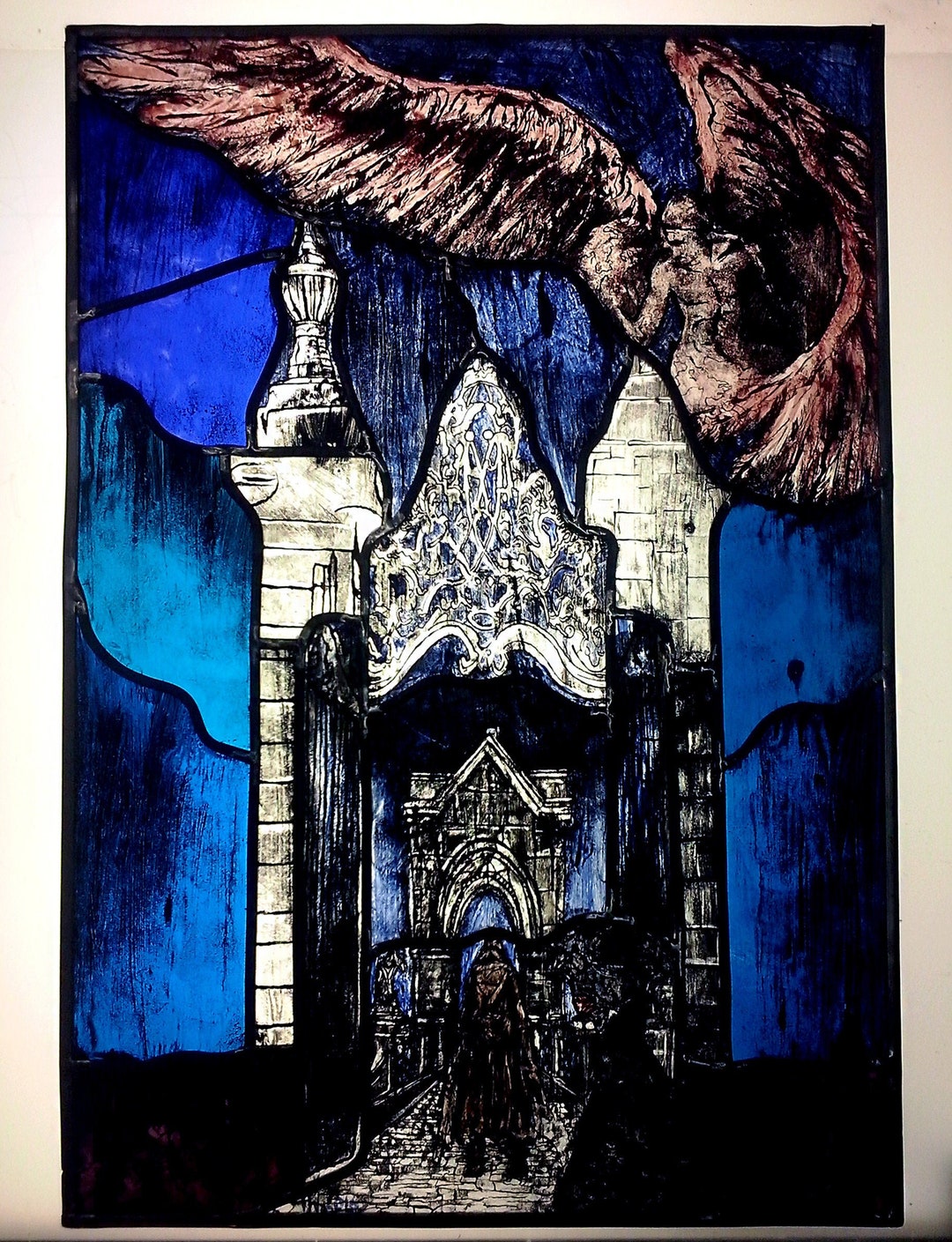 Stained Glass Window "angels and Demons" Hand Made With Traditional ...