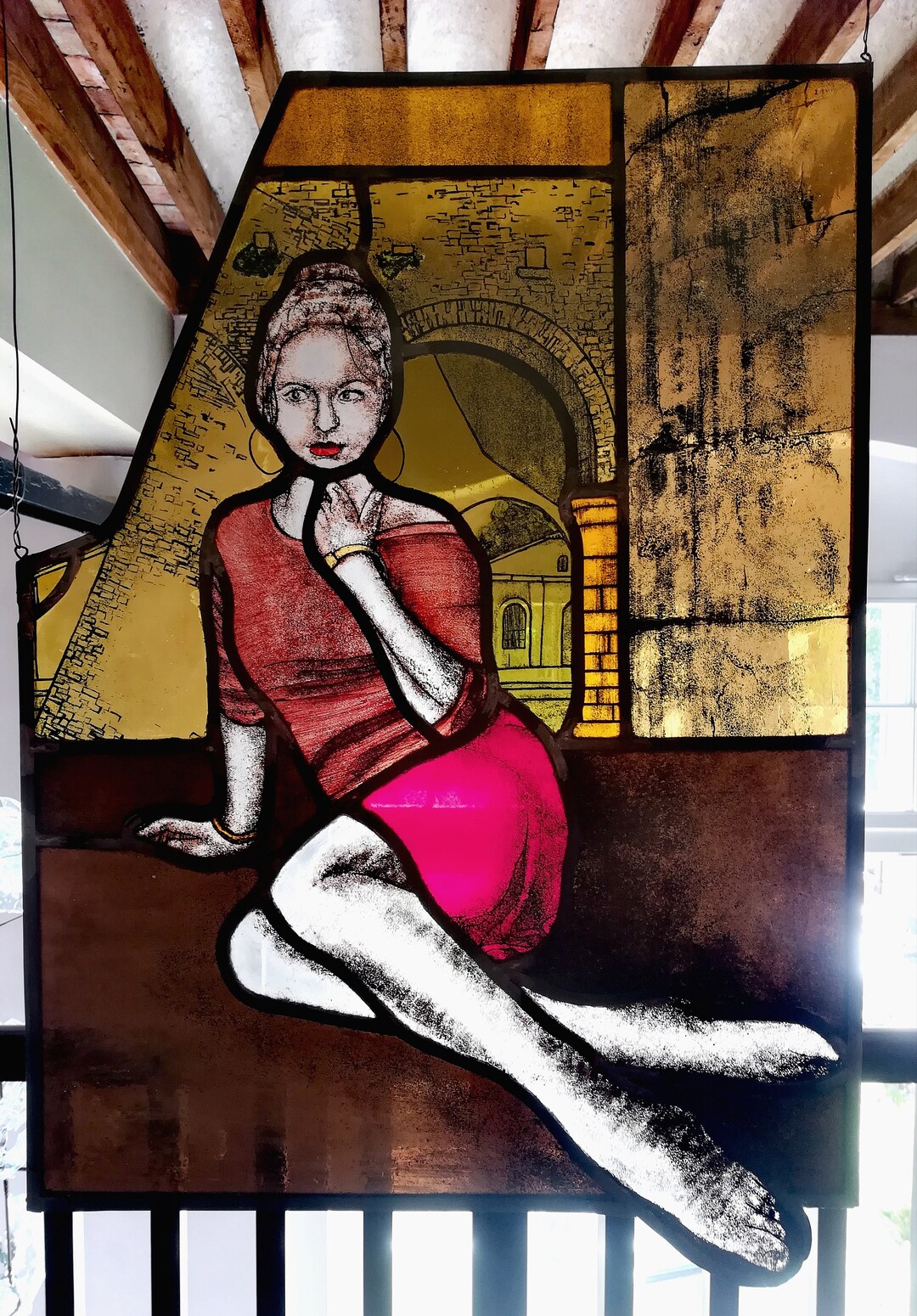 Stained Glass, "nina" Beautiful Avant-garde Stained Glass Handmade ...
