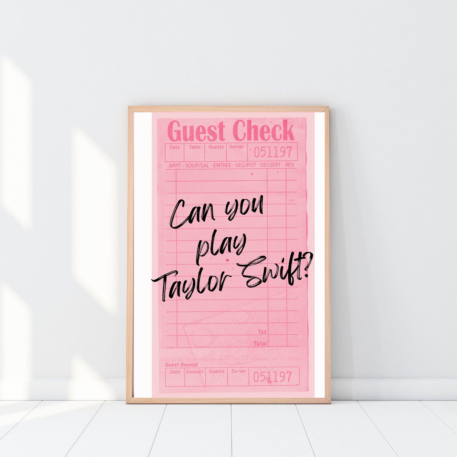 Pink Guest Check T Swift Bar Cart Wall Art Preppy Room - Etsy