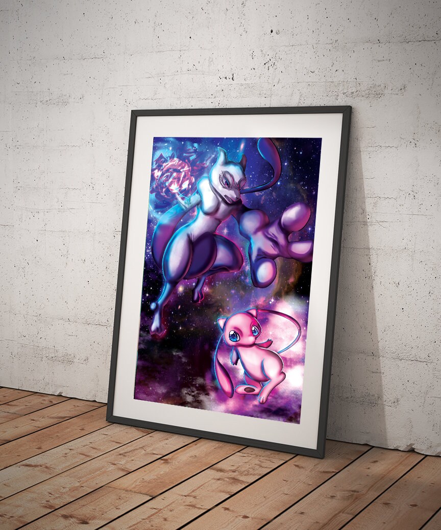 Mew Vs Mewtwo pokemon Art Print | Etsy