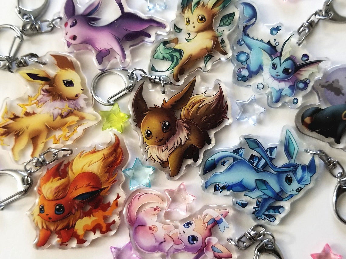 Eevee Evolution Keychain Anime Charm Pokemon Eeveelution | Etsy