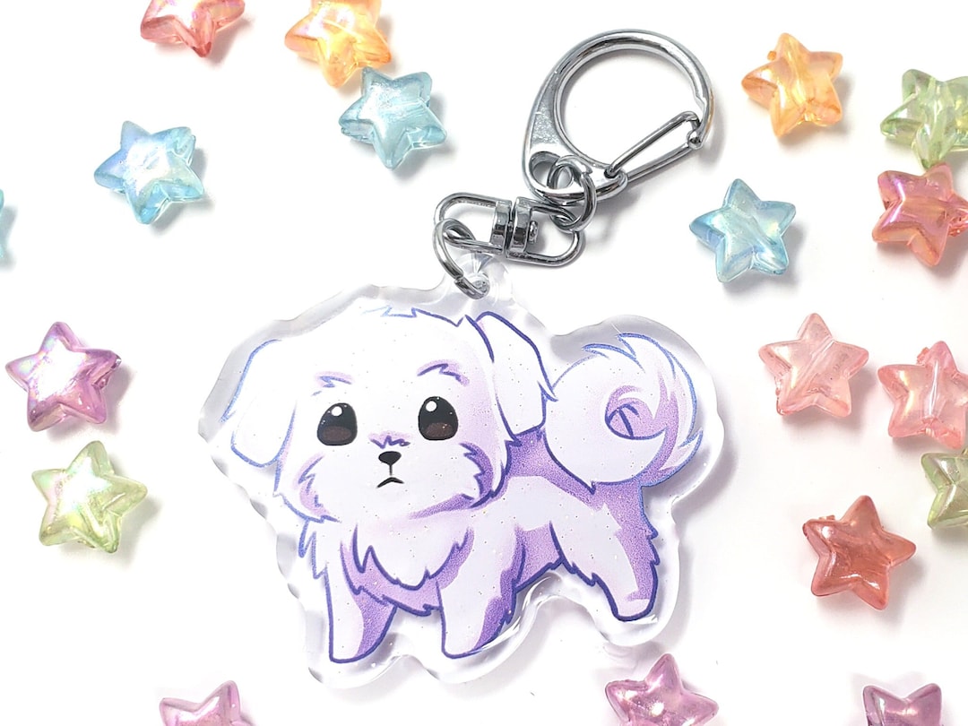 Maltese Acrylic Dog Breed Keychain Kawaii Cute Puppy Lover Gift Cartoon ...